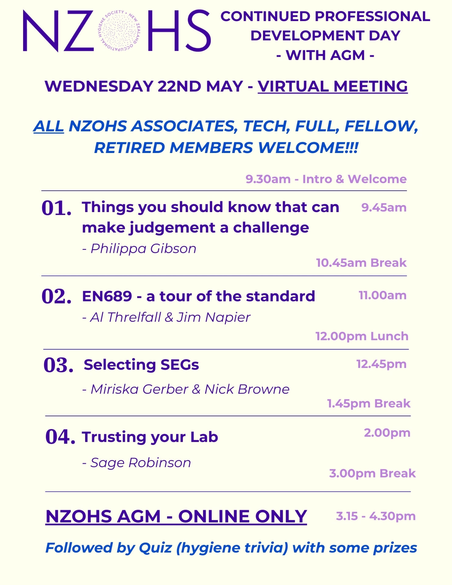 NZOHS CPD Day Agenda (22nd May from 9.30am) - New Zealand Occupational ...
